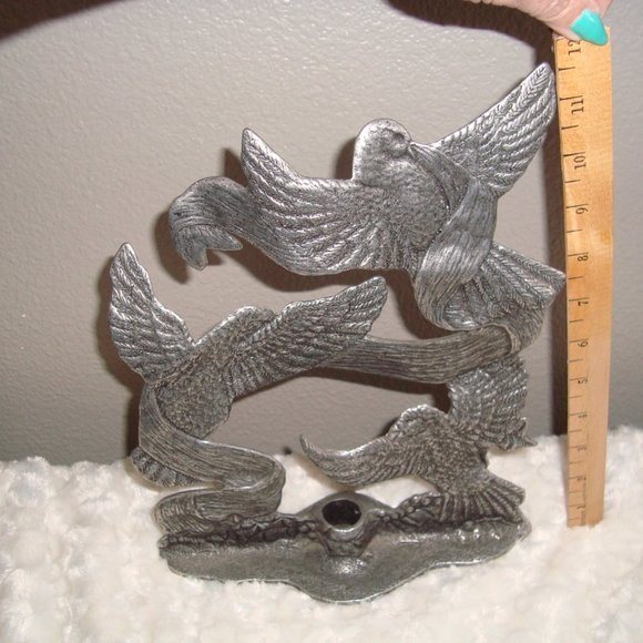 Carson | Accents | Vtg Pewter Candlestick Holder Centerpiece Peace Dove ...